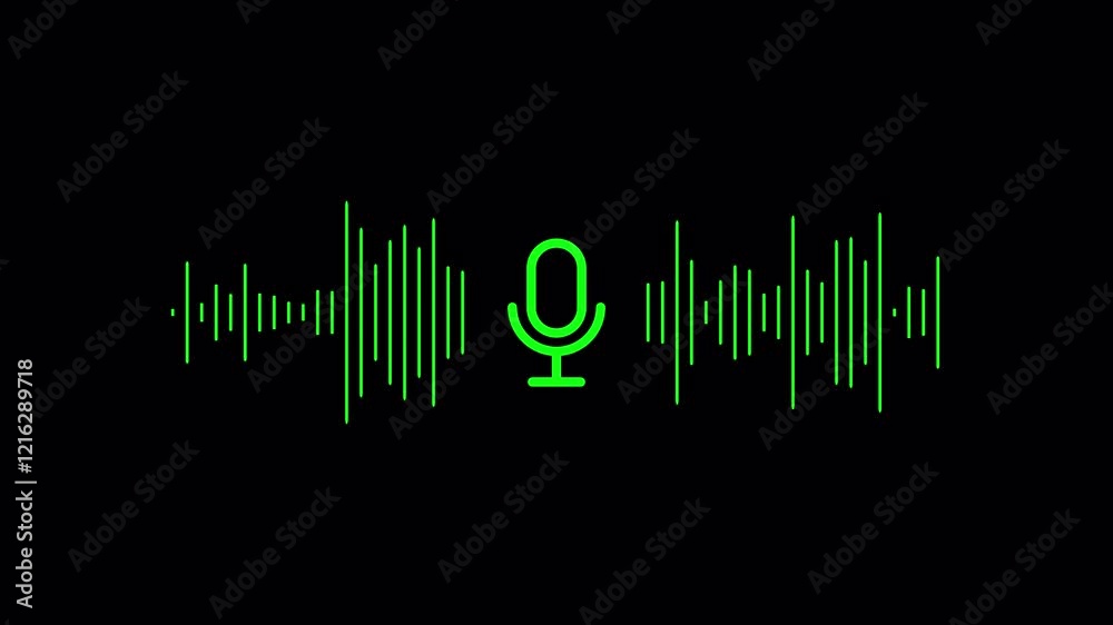 Podcast microphone audio sound waveform animation, Animated sound ...