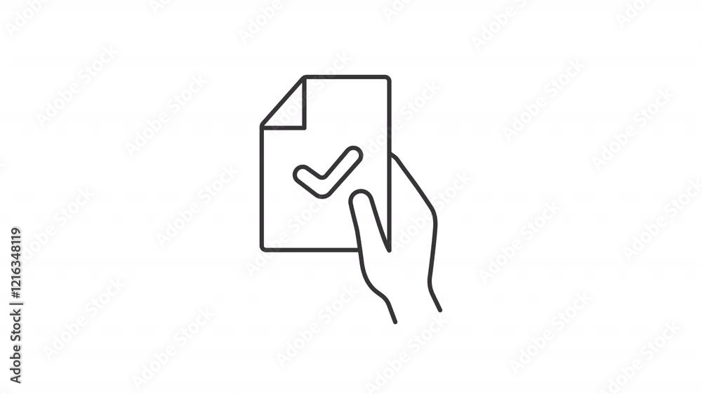 Document approve line animation. Paperwork verification animated icon ...