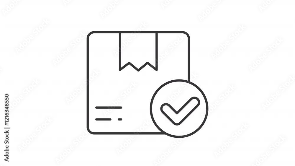 Package verification mark line animation. Delivery compliance animated ...