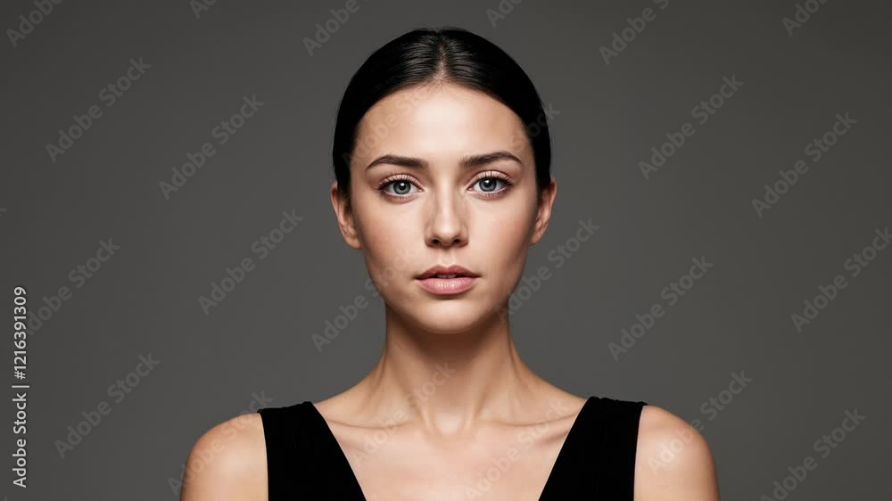 3 transitions for age comparison concept. Same face portrait young and ...