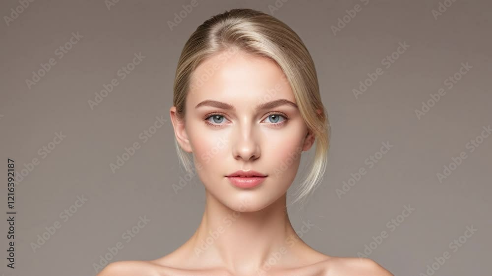 3 transitions for age comparison concept. Same face portrait young and ...