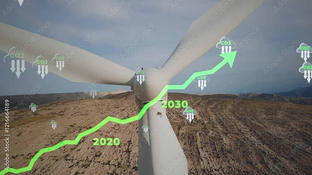 Animation of a graph showing CO2 reduction timeline to net zero by 2050 ...