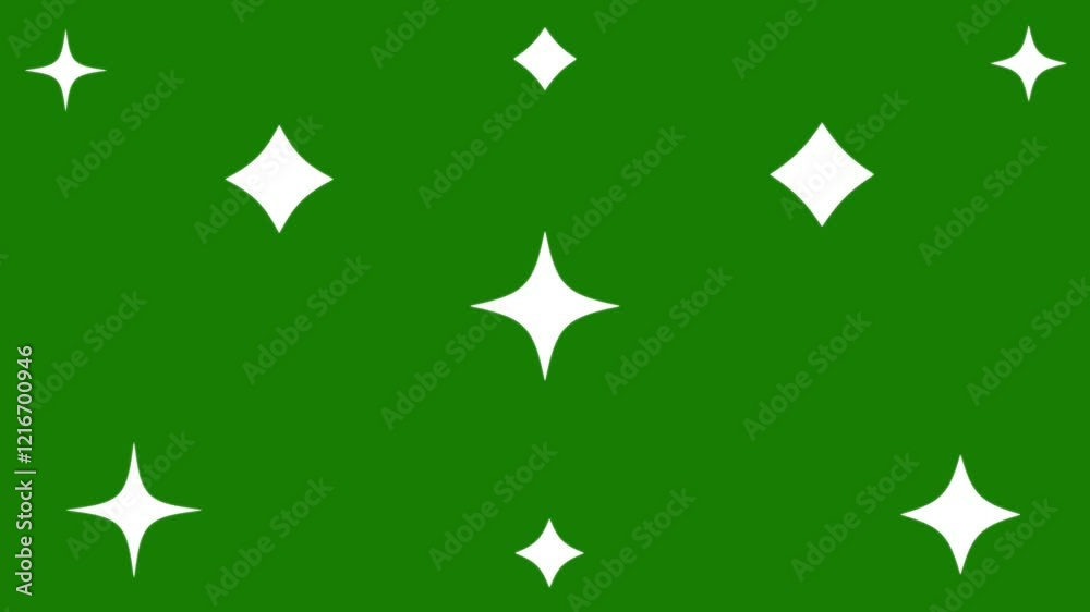 shiny glowing stars, fairy twinkle stars on green screen. Cosmic starry ...