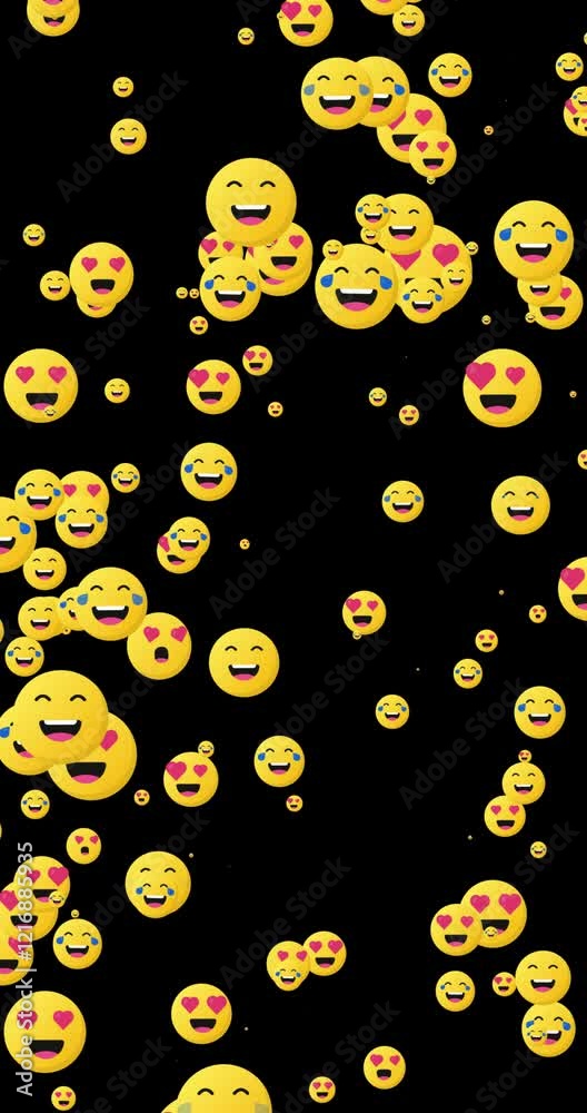 Animated Emoji Background 4K Footage. Smiling Face emoticons fly on the ...