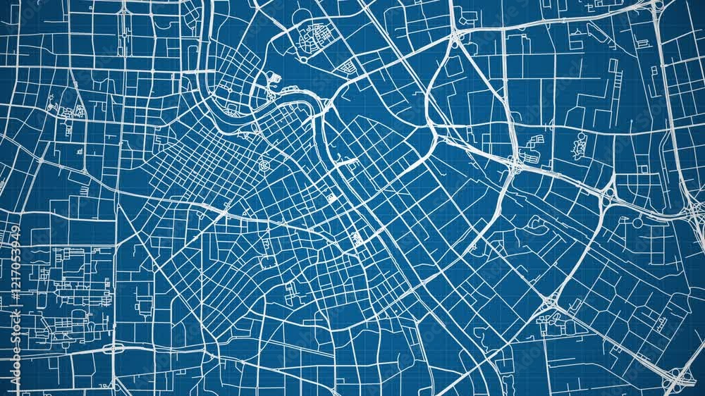 Ink reveal animation of Rome city, Italy, grid map. Aerial top view ...