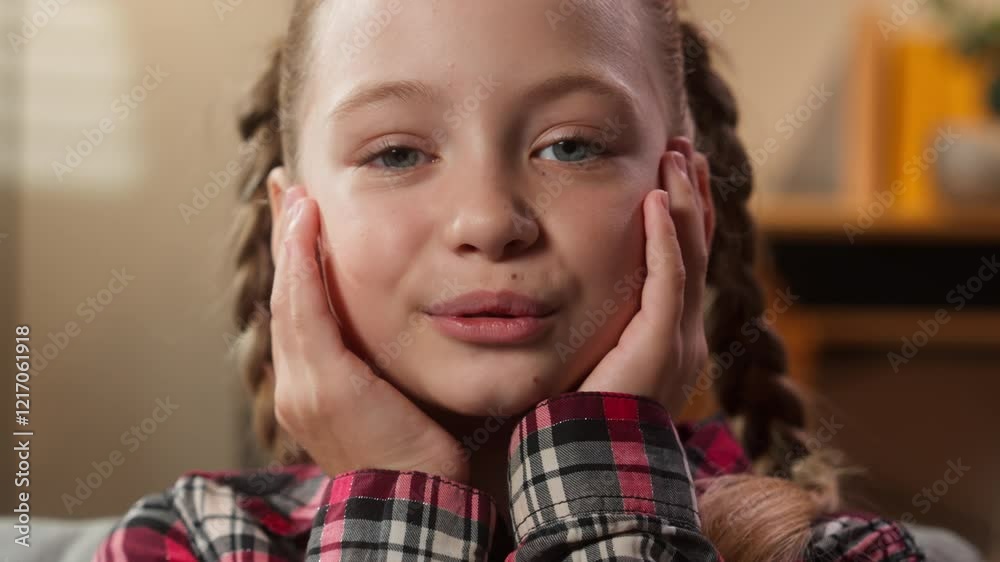 Caucasian little teen girl daughter child kid European teenager ...