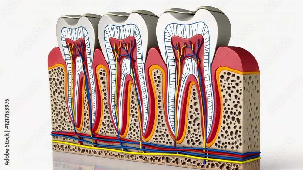 Dental Anatomy: Cross-section of teeth, gums, and supporting structures ...
