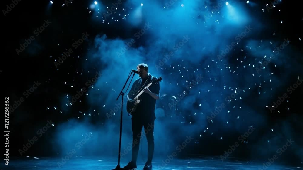 Scene of singer on grand stage, smooth repetitive movements for ...