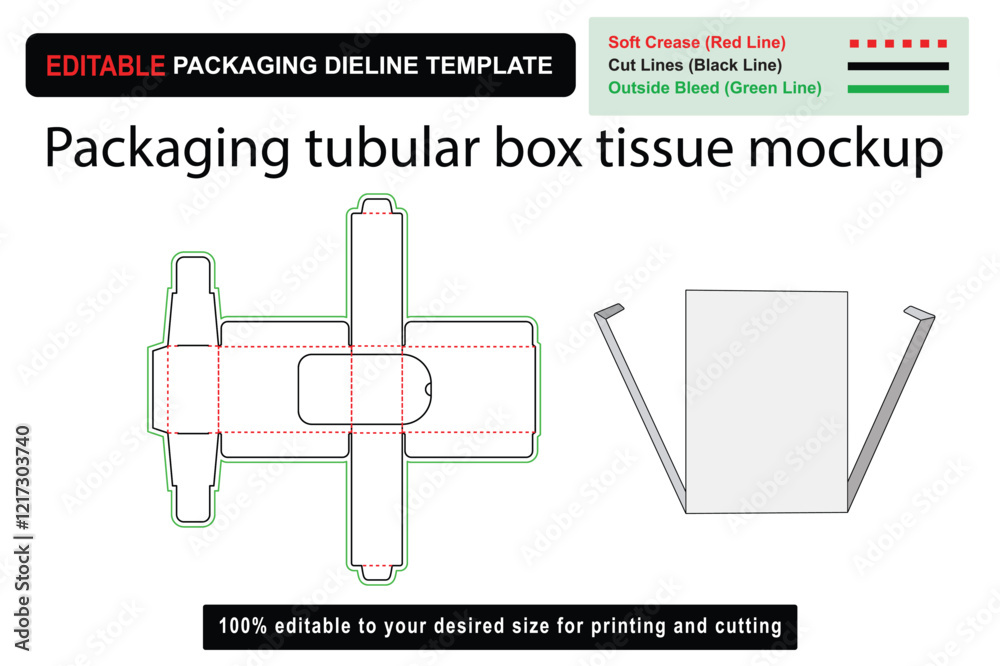 Poster Unique packaging tubular box tissue mockup dieline for standout ...