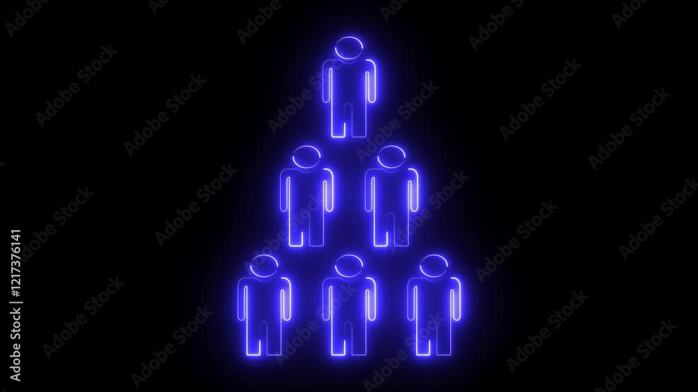 Hologram of employee hierarchy chart with human pyramid. business ...