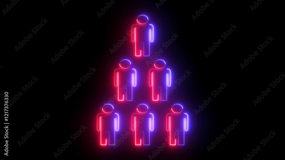 Hologram of employee hierarchy chart with human pyramid. business ...