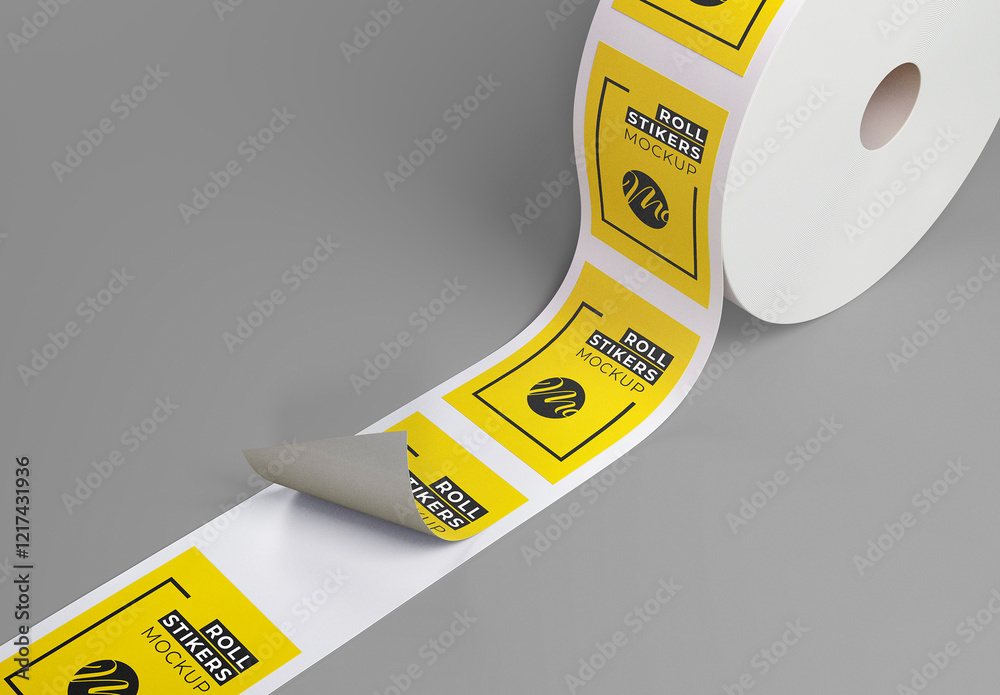 Roll Sticker Mockup With Realistic Details Stock Template | Adobe Stock