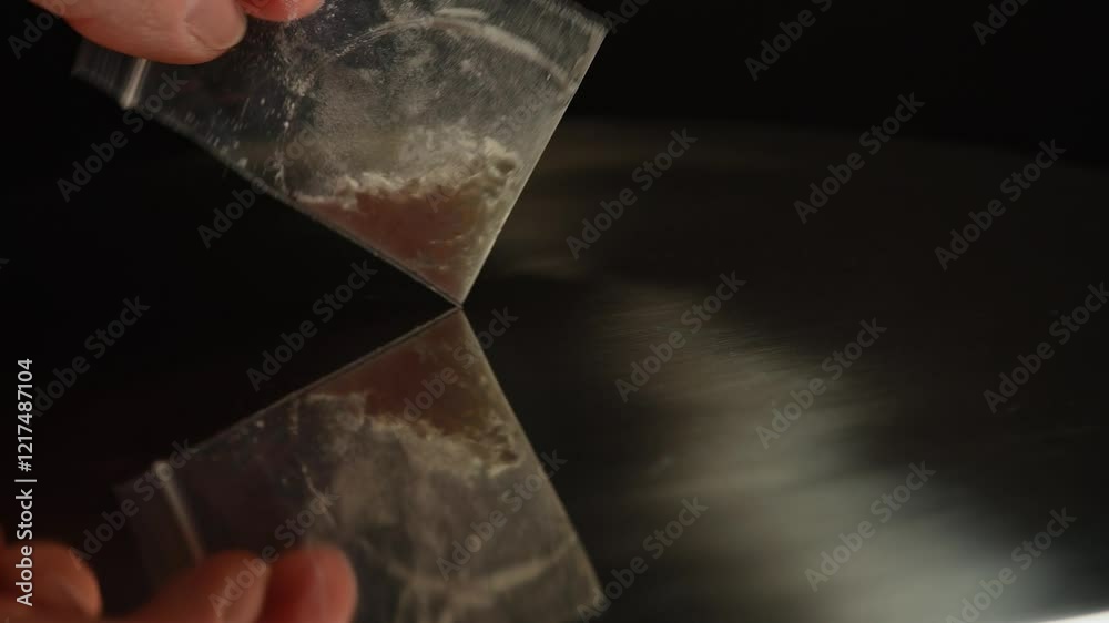 Ongoing crisis involving opioids and fentanyl concept. Macro close up ...