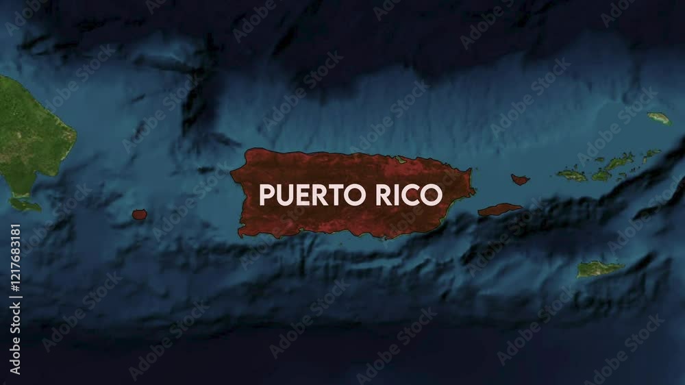 Zoom from Earth to Puerto Rico. World map animation with country ...
