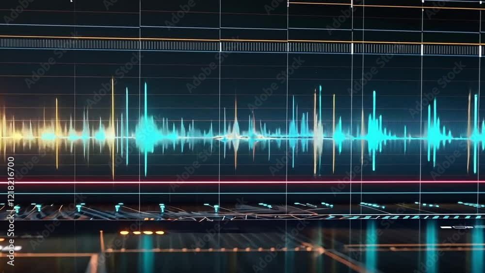 Audio waveform analysis, digital interface, data visualization ...