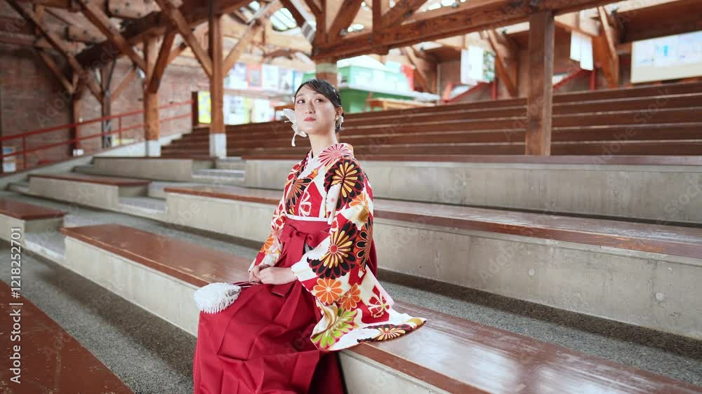 A young woman in her twenties is a traditional graduation ceremony in ...