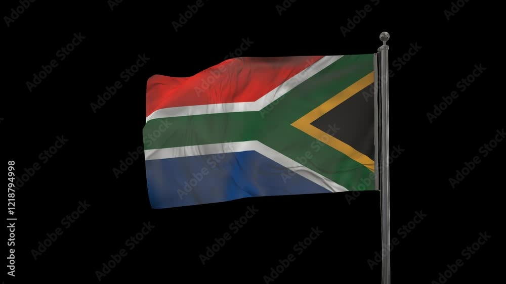 South Africa flag animation on transparent background. Alpha 4K สต็อก ...