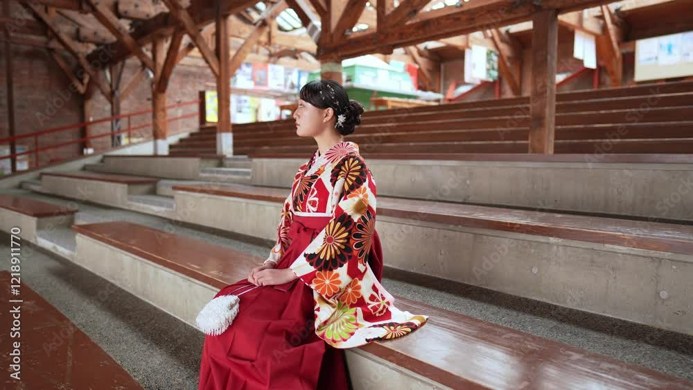 A young woman in her twenties is a traditional graduation ceremony in ...