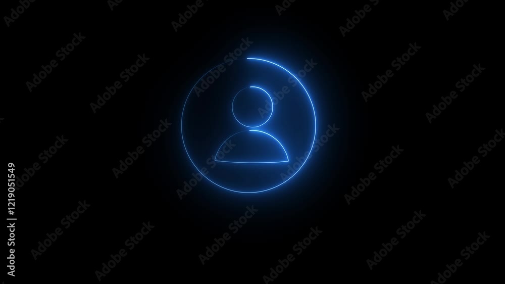 Neon glowing user People icon. outline round avatar pictogram in vivid ...