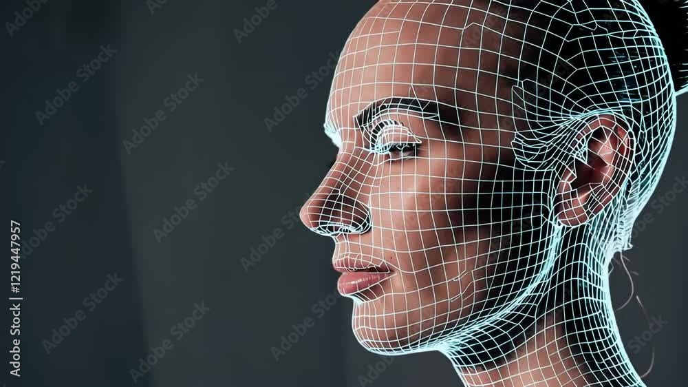 Biometric recognition system digitally mapping female facial features ...