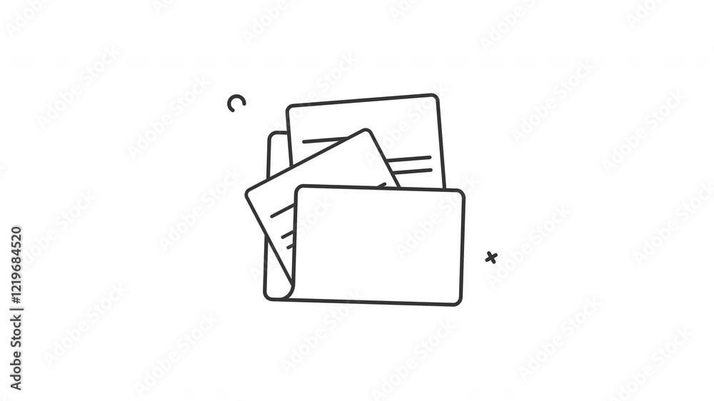 open folder icon animation paper document motion graphic Stock ビデオ ...