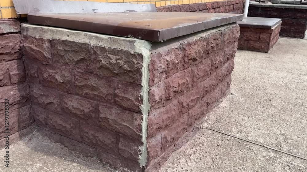 Basement entrance in the building of house has window is located below ...