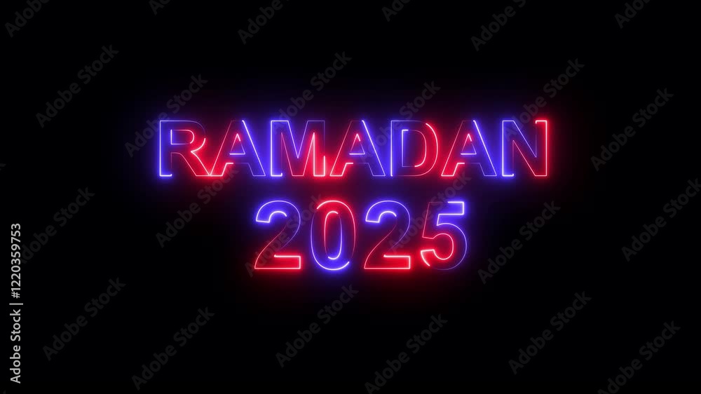 Neon Ramadan Kareem 2025 Wishes Animated Motion Graphic with Glitter ...