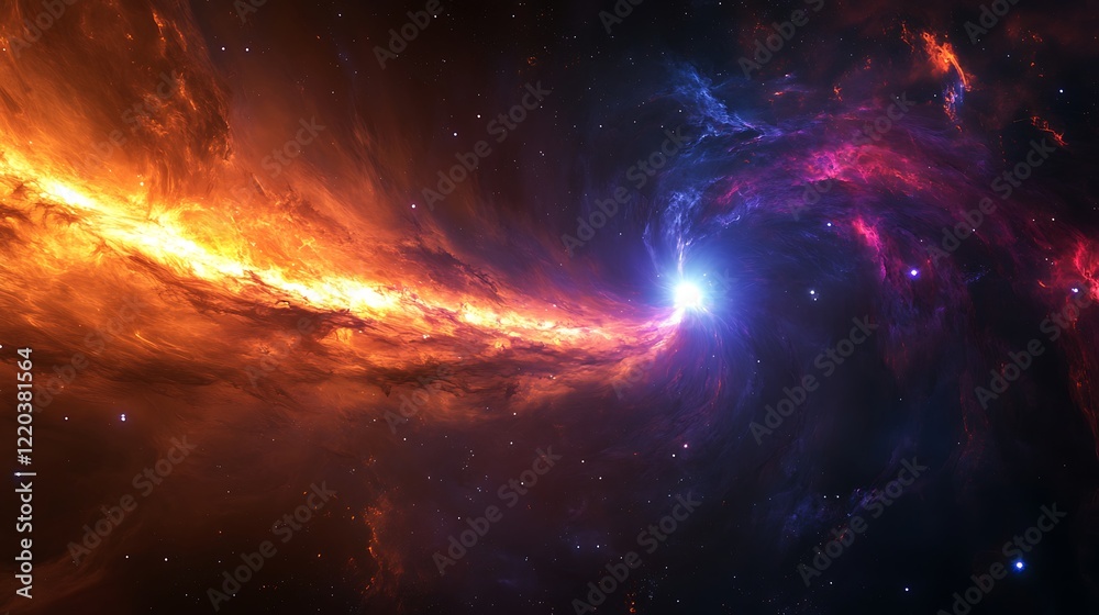 Poster A black hole and its accretion disk with a blue sky – Wall Art ...