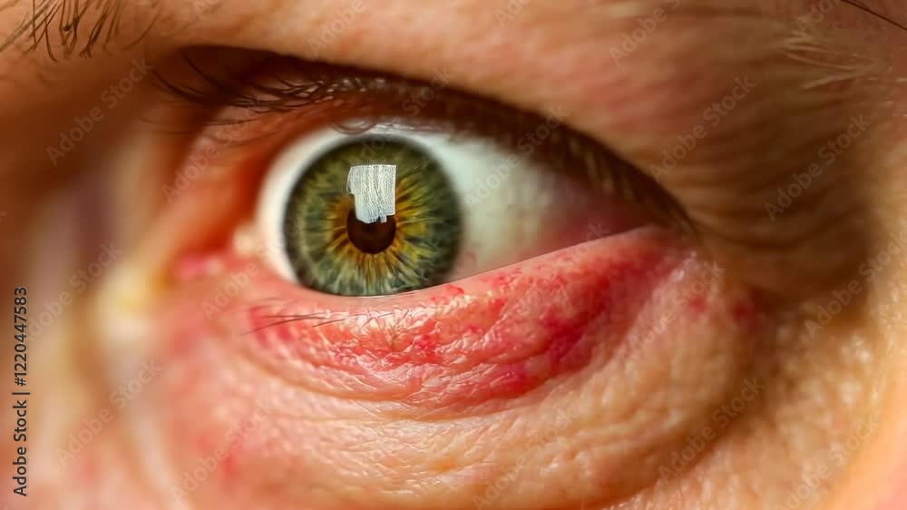 Human Eye with Conjunctivitis extreme close up. Closeup irritated ...