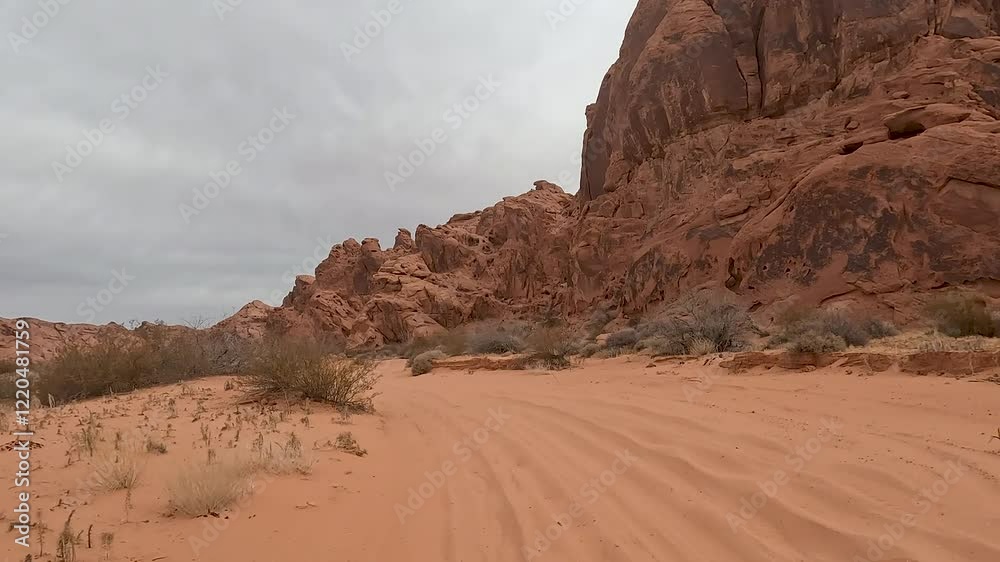 Logandale Nevada red rock sandy desert trail 4x4 POV 2. Southern desert ...