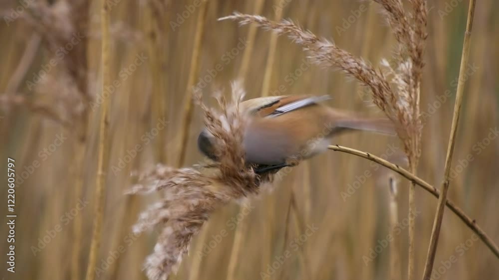 Bearded reedling - Panurus biarmicus beautiful long-tailed passerine ...
