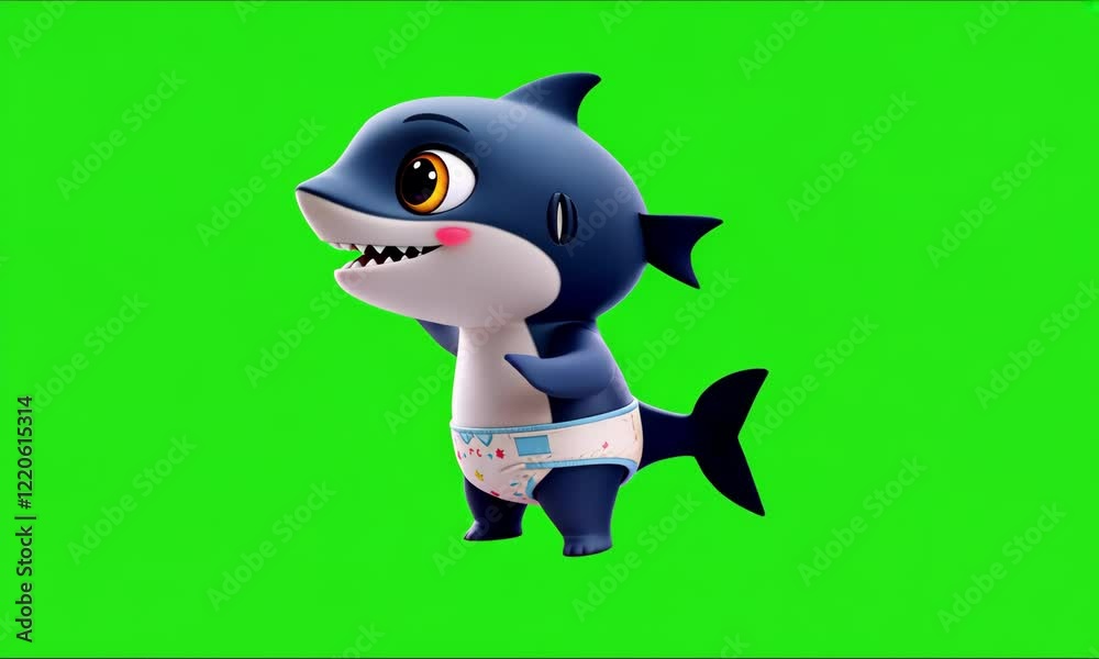 Full body anthropomorphic cartoonish 3d cute baby shark dancing ...