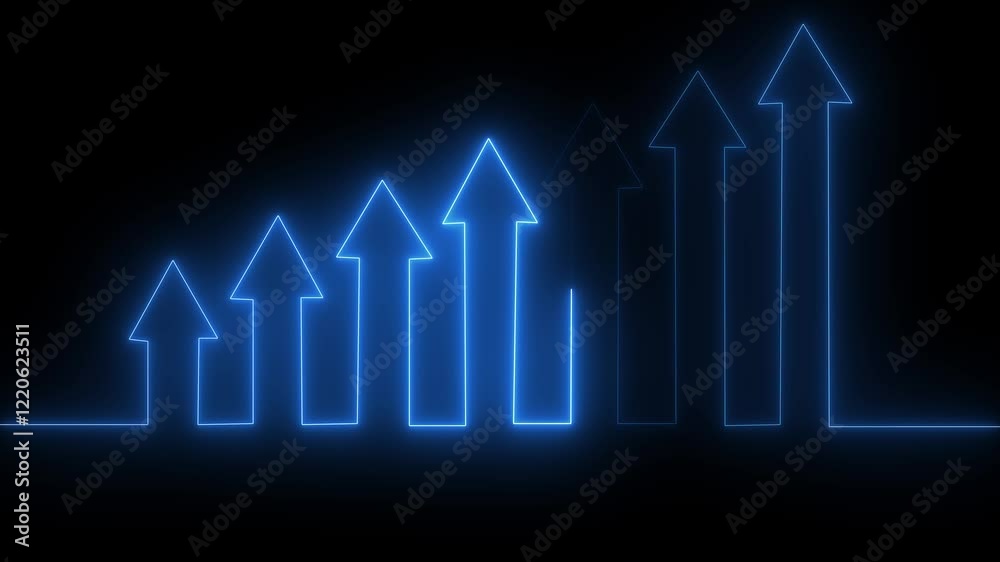 Neon business graph animation increased. 12 graph bar animation ...