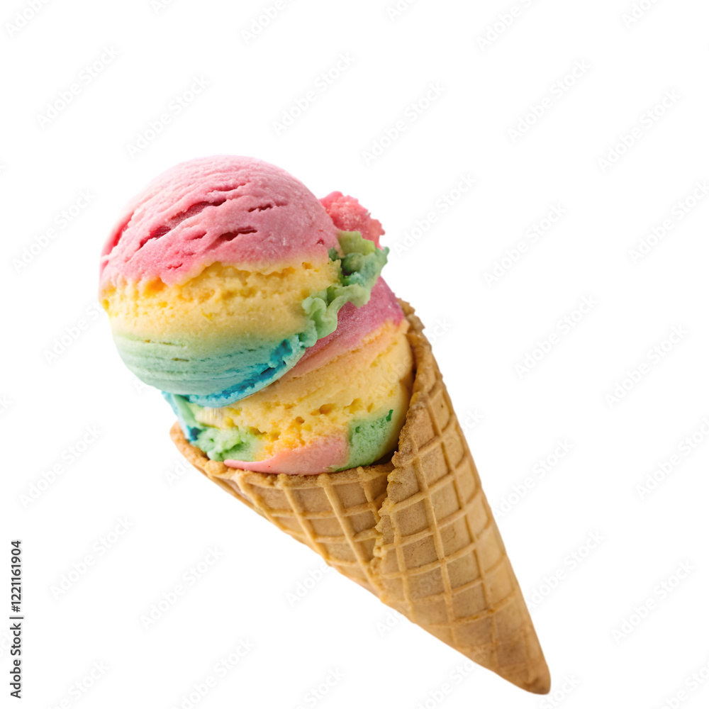 Poster rainbow sherbet ice cream cone on transparent background – Wall ...