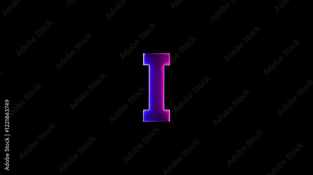 Glowing neon letter I, glowing neon font, I alphabet symbol . Seamless ...