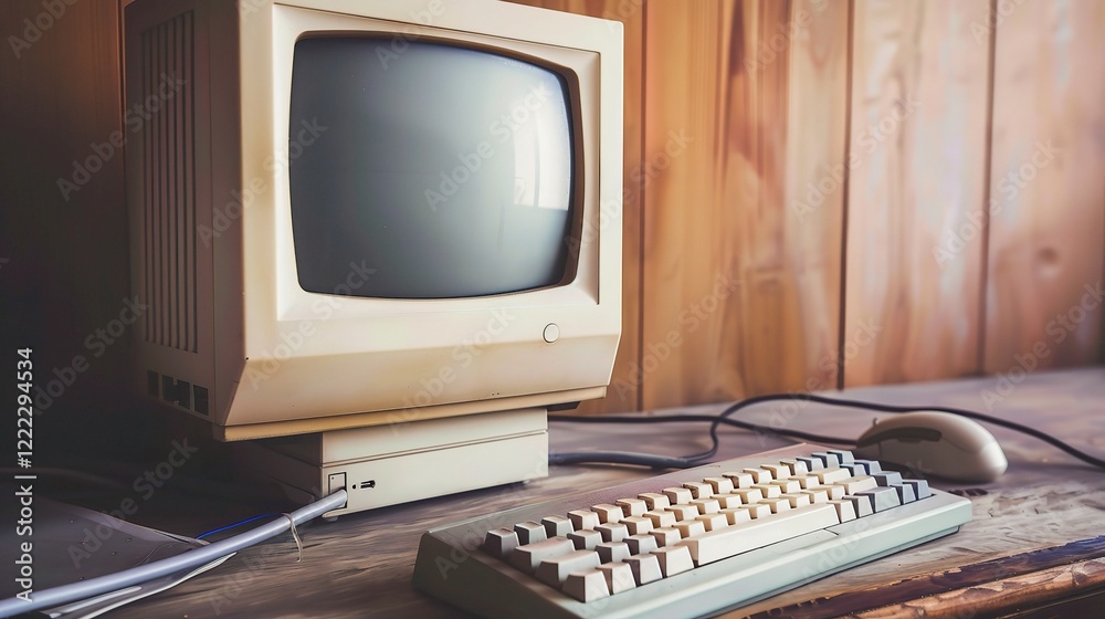 Fotografía A nostalgic old computer, boasting a bulky form, a cathode ...