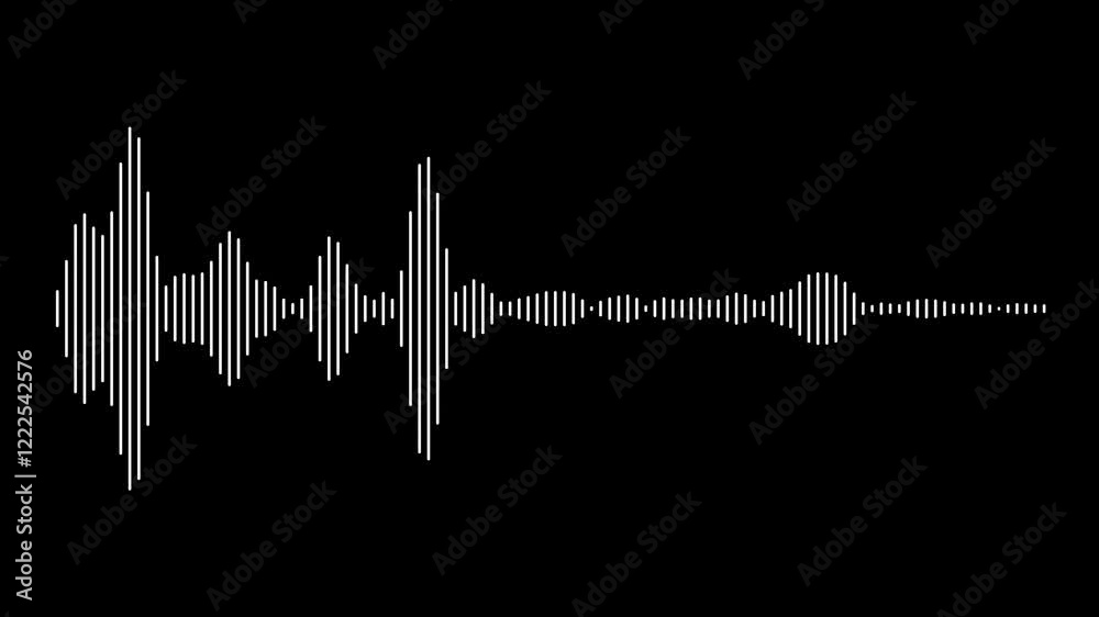 abstract music sound wave or audio waveform on a black background ...