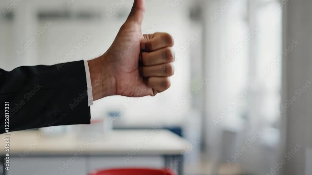 Thumbs Up: A close-up shot of a hand giving a thumbs up gesture ...