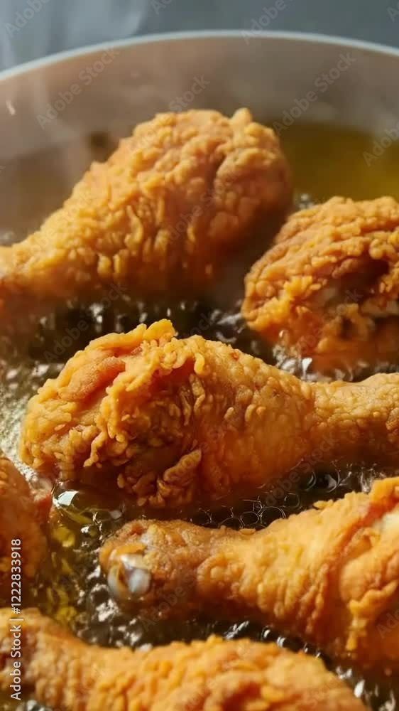 crispy fried chicken, chicken frying in oil ai generated video, ai ...