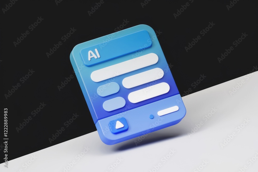 Photo & Art Print 3D render of a blue AI form with input fields and a submit button, darshika