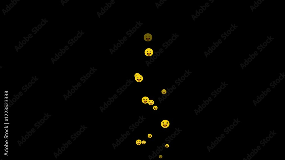 Wideo Stock: Cartoon happy funny emoji floating up animation on black ...