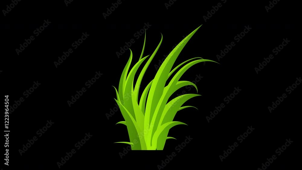 Windy waving grass animation. Green grass plant animation. Grass moving ...