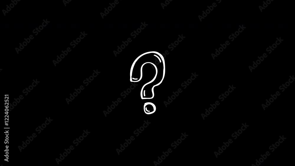 Question mark hand drawing animation. white question mark on ...