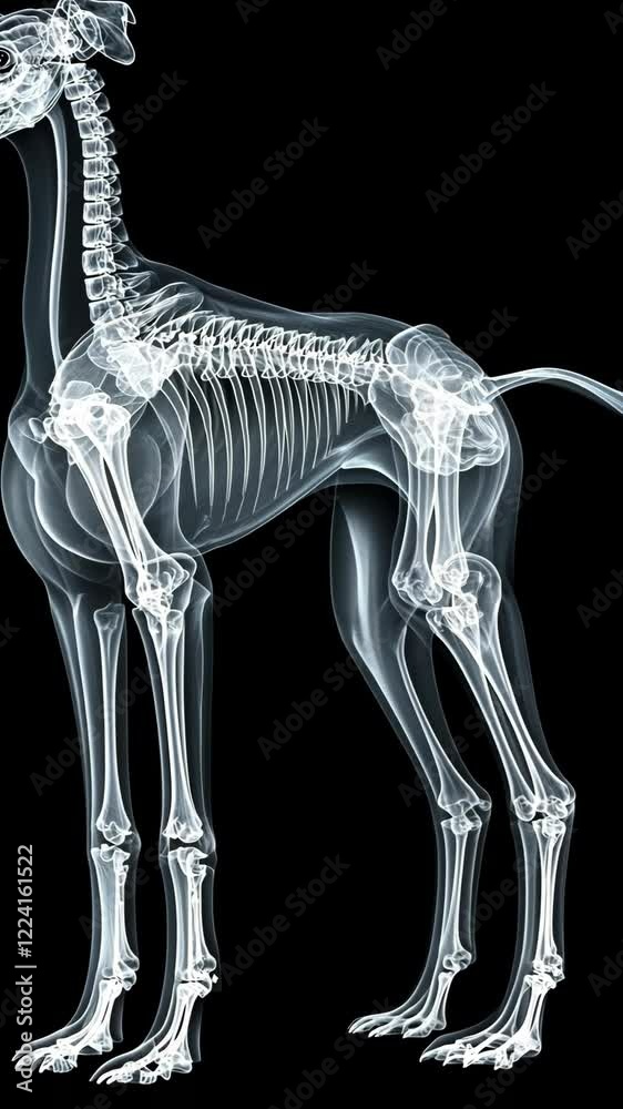 Detailed x-ray of a dog's skeletal structure showcasing bone anatomy ...