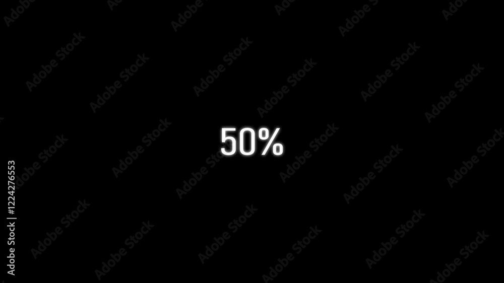 Counting Numbers from 0% to 100% on Transparent Background.Counting ...