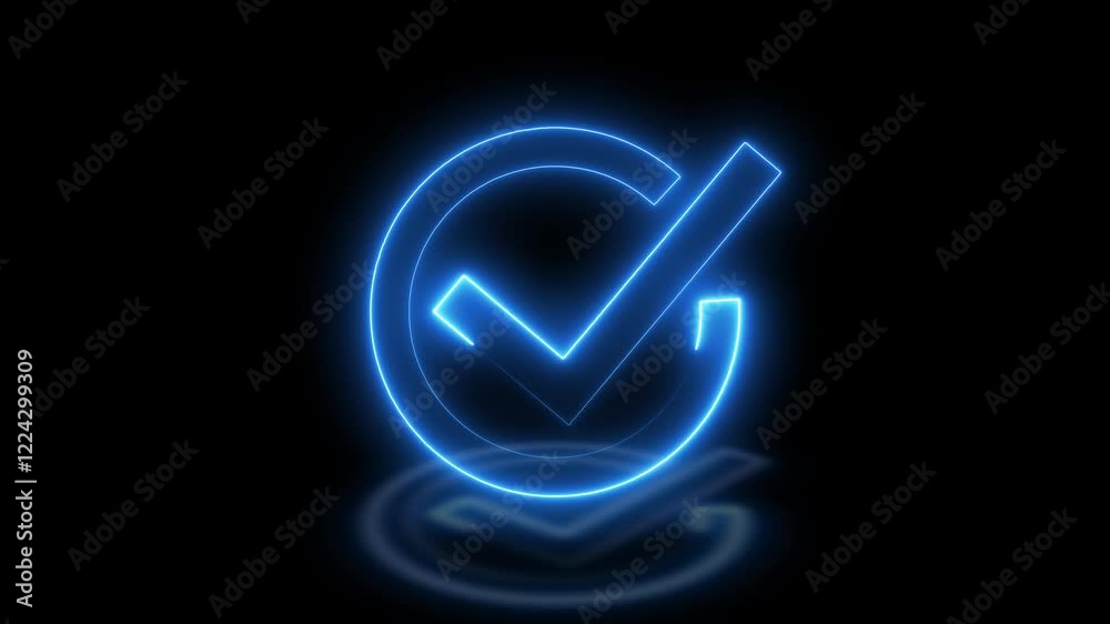 Neon Check Mark, Check mark Animated Symbol Sign. Verified check mark ...