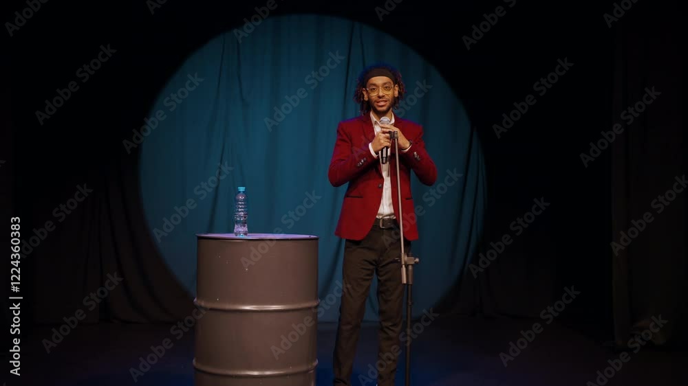 African american comedian performing on stage, portrait of charismatic ...