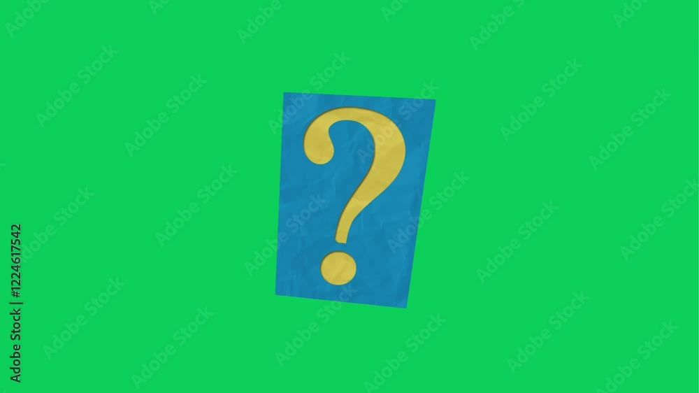 paper cut question mark loop animation on green background Stock 비디오 ...
