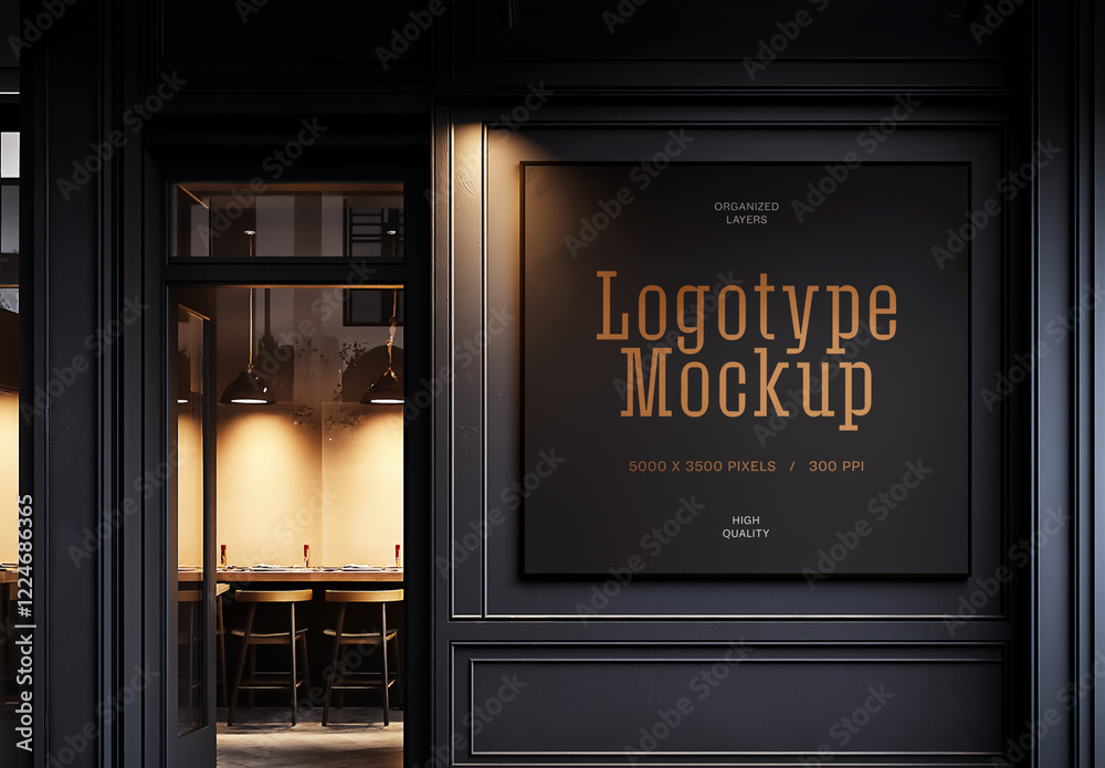 Dark Outdoor Logo Sign Mockup Generated With AI Stock Template | Adobe ...