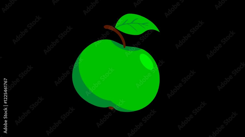 Animated green apple. Isolation on a transparent background with the ...
